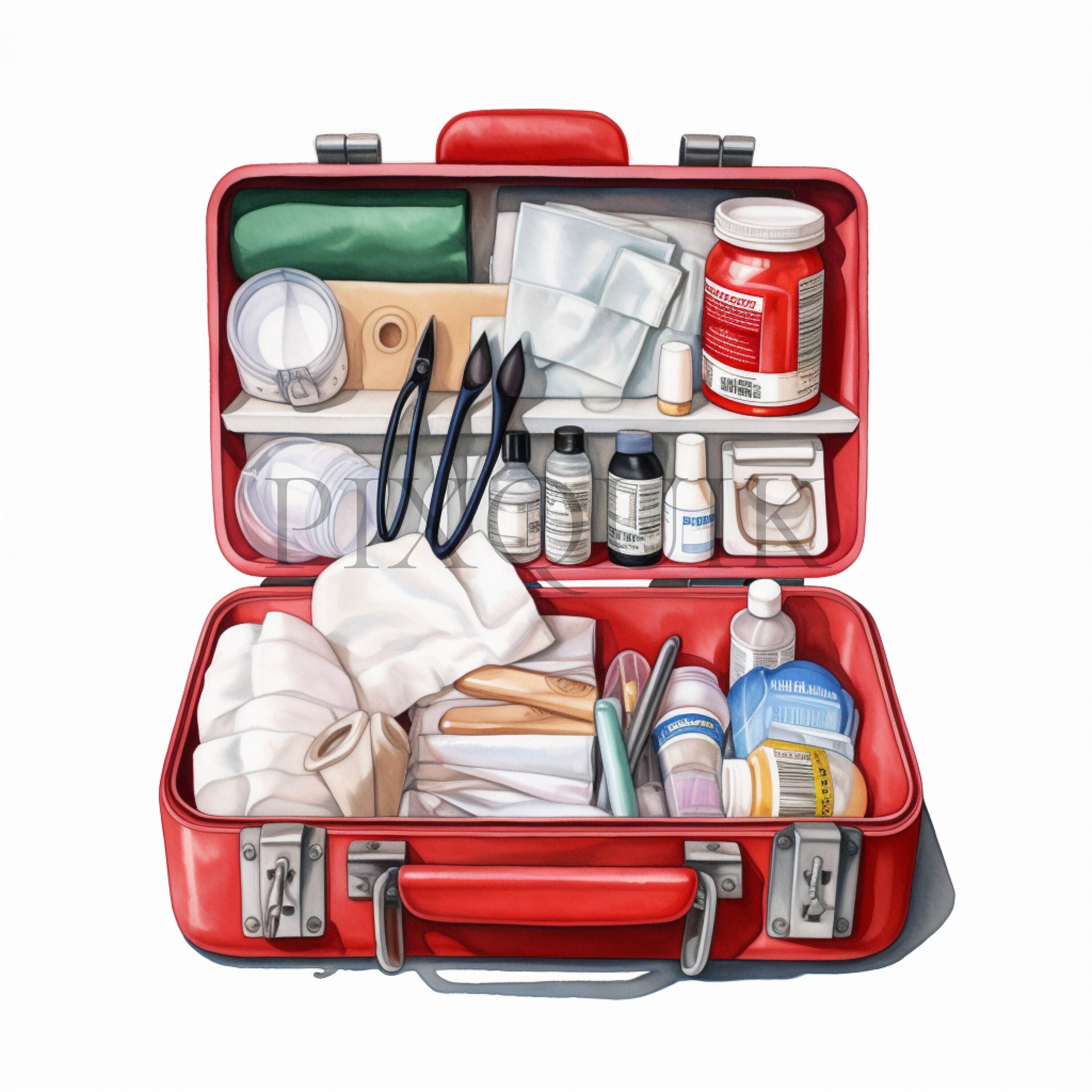 Watercolor Medical Kit Clipart 10 High-quality Jpgs Instant Digital ...