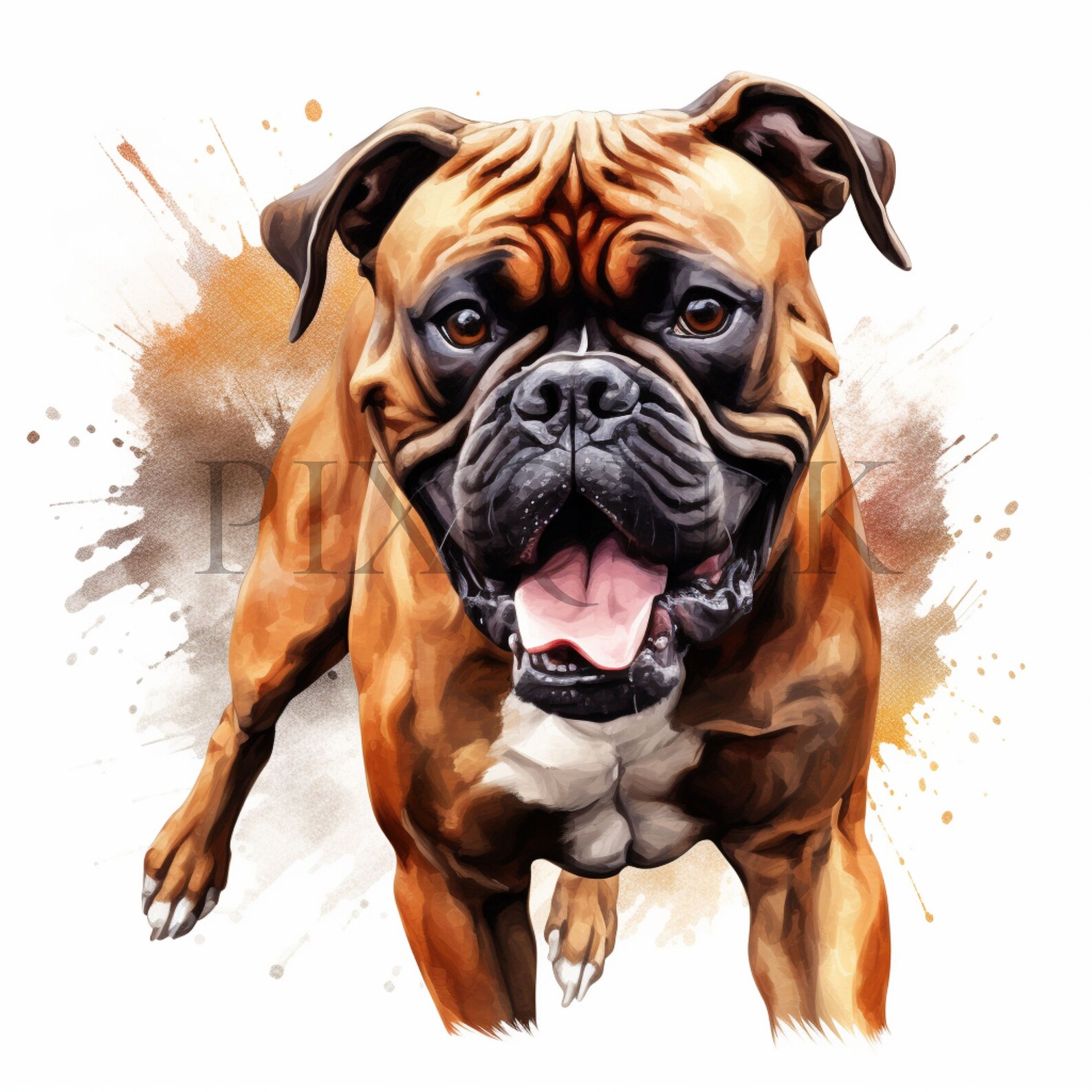 Watercolor Boxer Dog Clipart Watercolor Bundle 10 High Quality Jpgs Dog ...