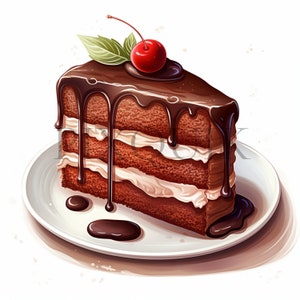 Slice of Chocolate Cakes Clipart | 10 High Quality Jpg's | Digital ...