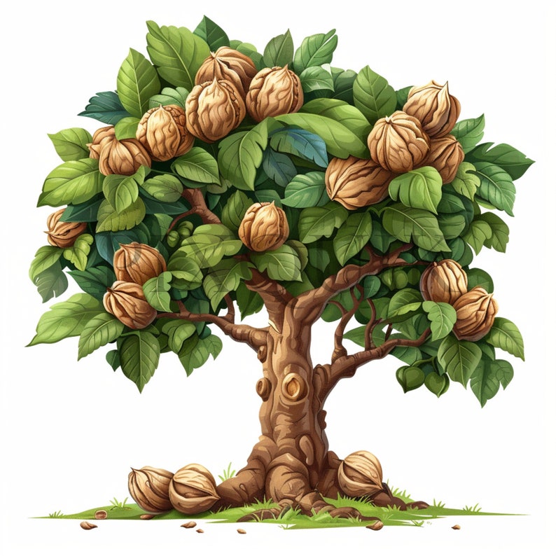 Walnut Tree Clipart | High-quality JPG, Nursery Art (digital Download ...