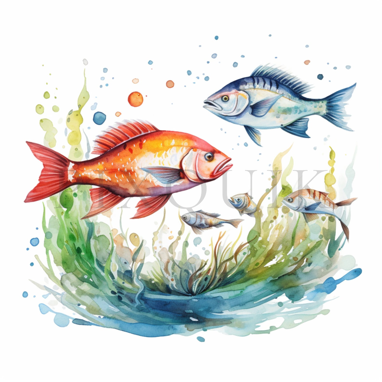 Aquarium Fish Clipart 10 High Quality Jpgs Watercolor Fishing Clipart ...
