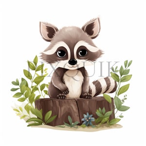 Raccoon Clipart | Woodland Animal Clipart | 10 High Quality JPG | Cute ...