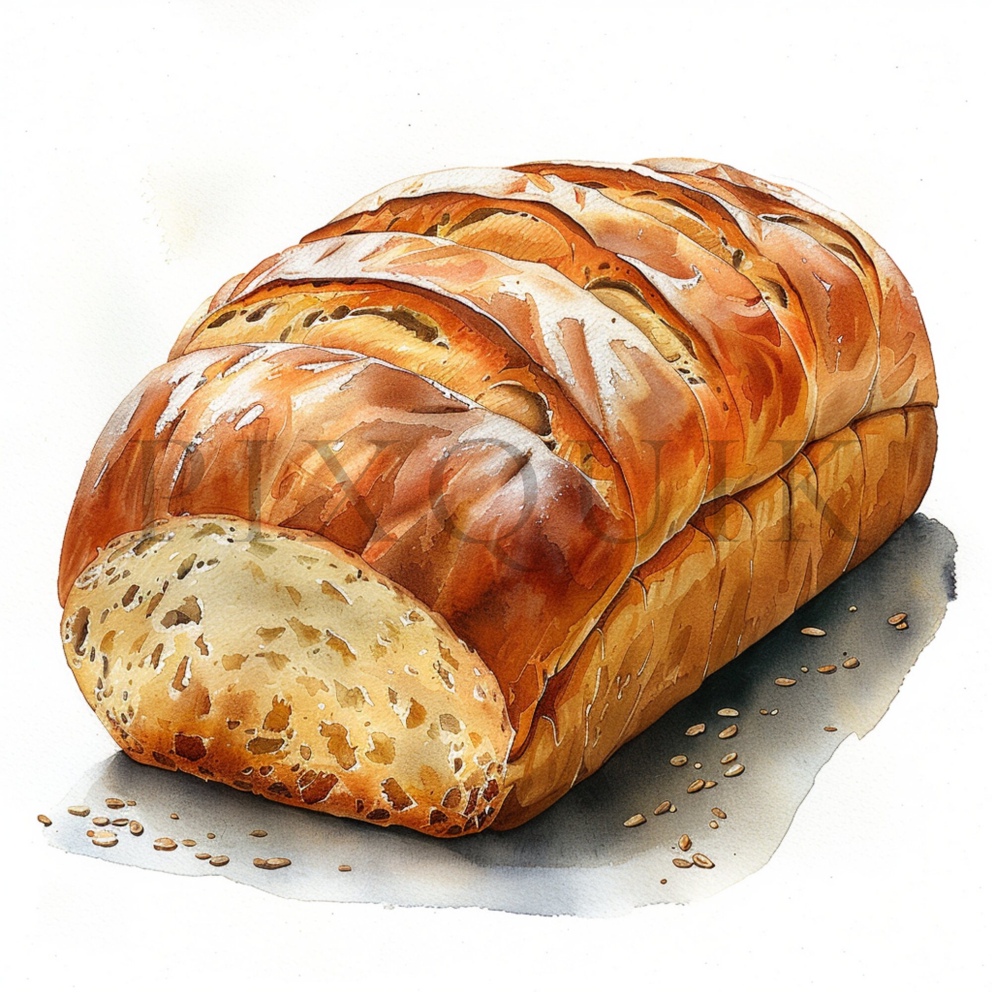 Watercolor Bread Clipart 10 High Quality Jpgs Instant Digital Download ...