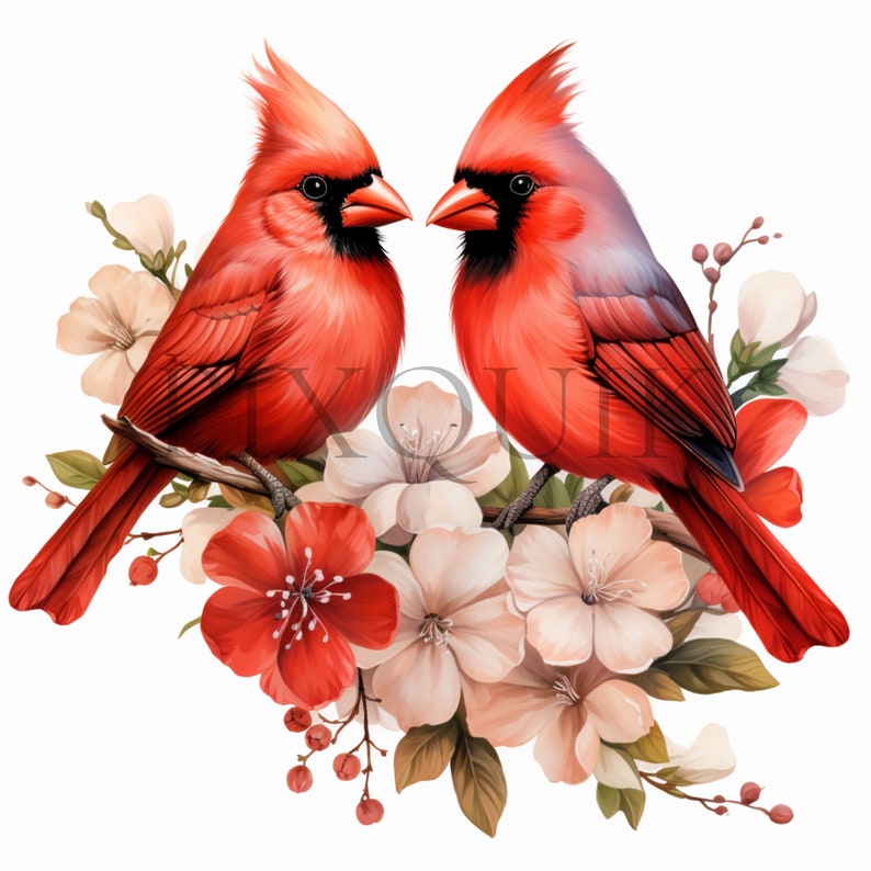 Cardinal Friends Flowers Clipart 10 High Quality Jpgs Commercial Use ...