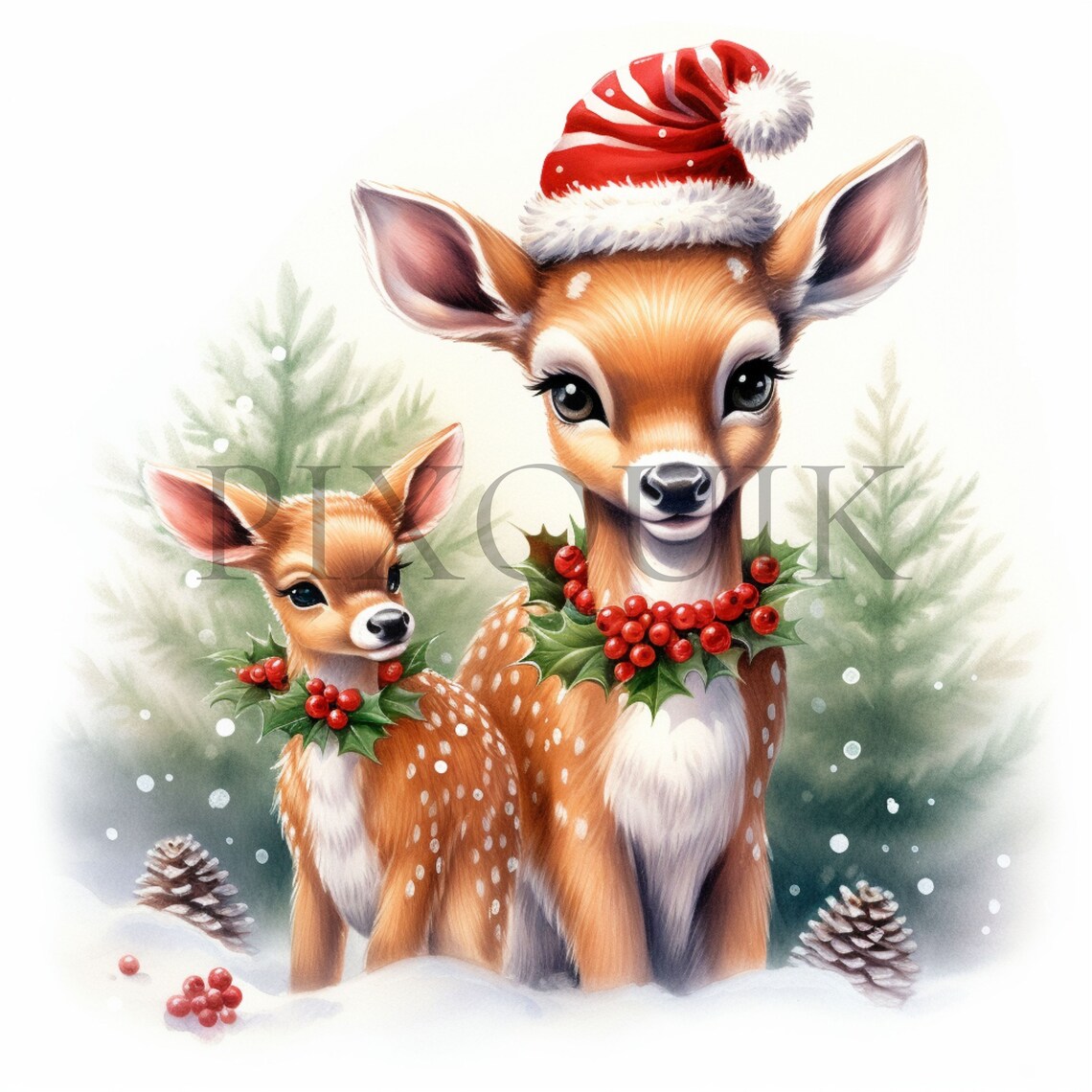 Christmas Fawn Clipart 10 High Quality Jpg's Digital Download Holiday ...