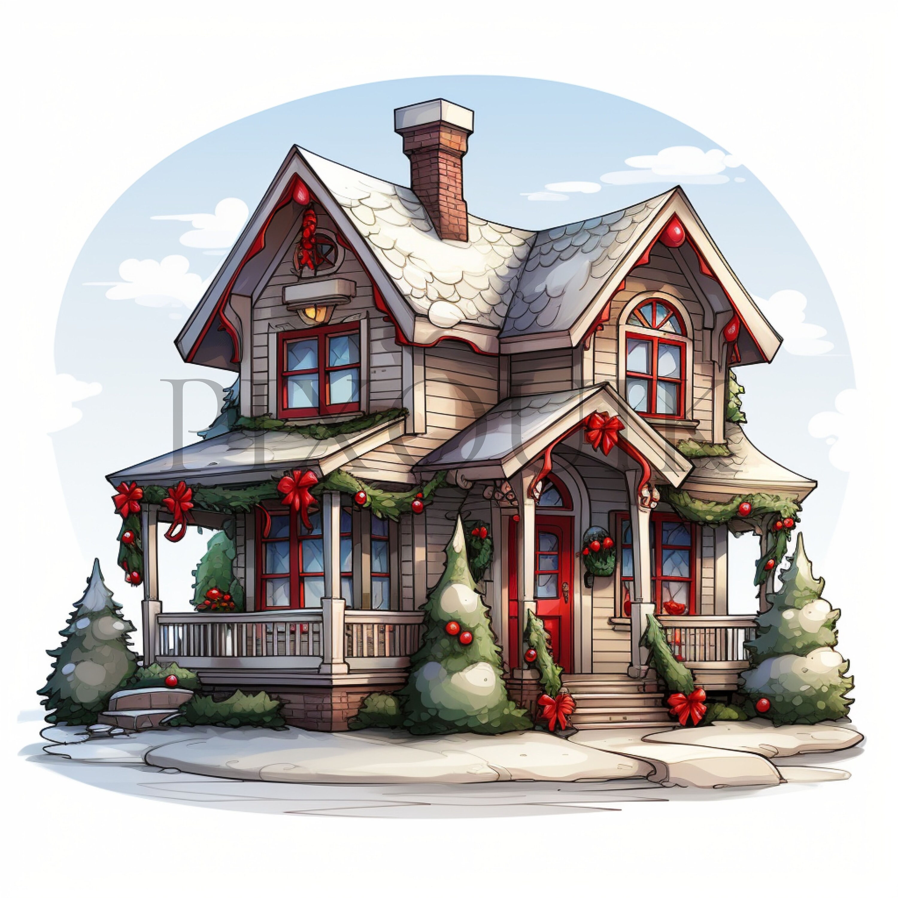 Holiday House Clipart | 10 High Quality Jpg's | Digital Download ...