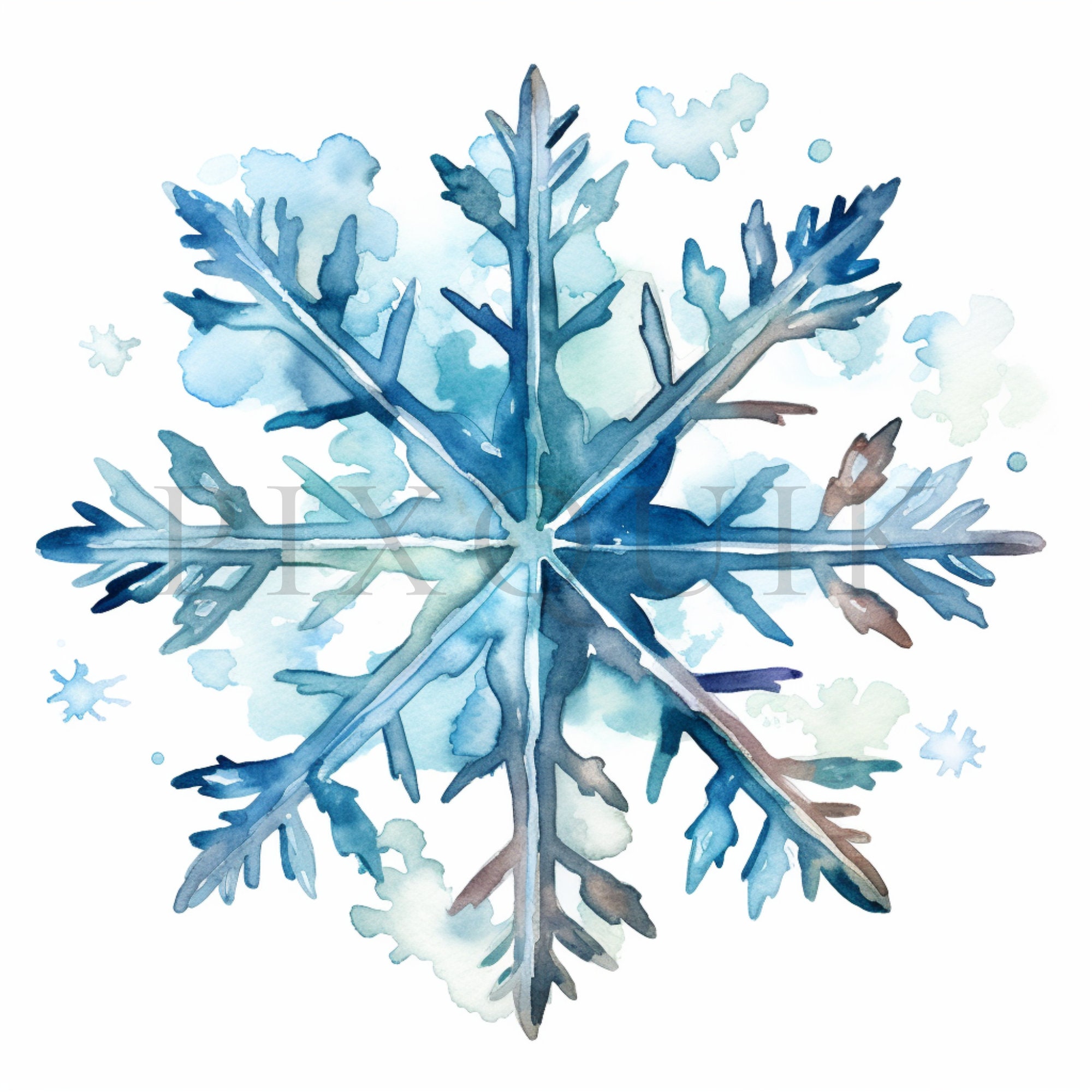 Watercolor Snowflake Clipart 10 High Quality Jpgs Winter Clipart Snow ...