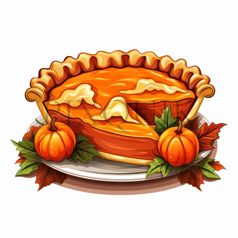 Watercolor Pumpkin Pie Clipart | Fall Harvest Illustration (digital ...