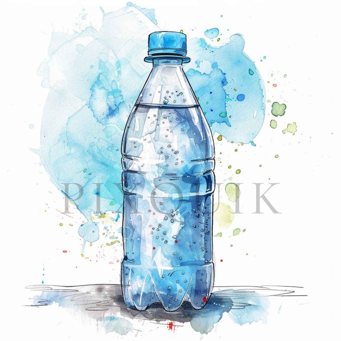 Watercolor Water Bottle Clipart 10 High Quality Jpgs Instant Digital ...