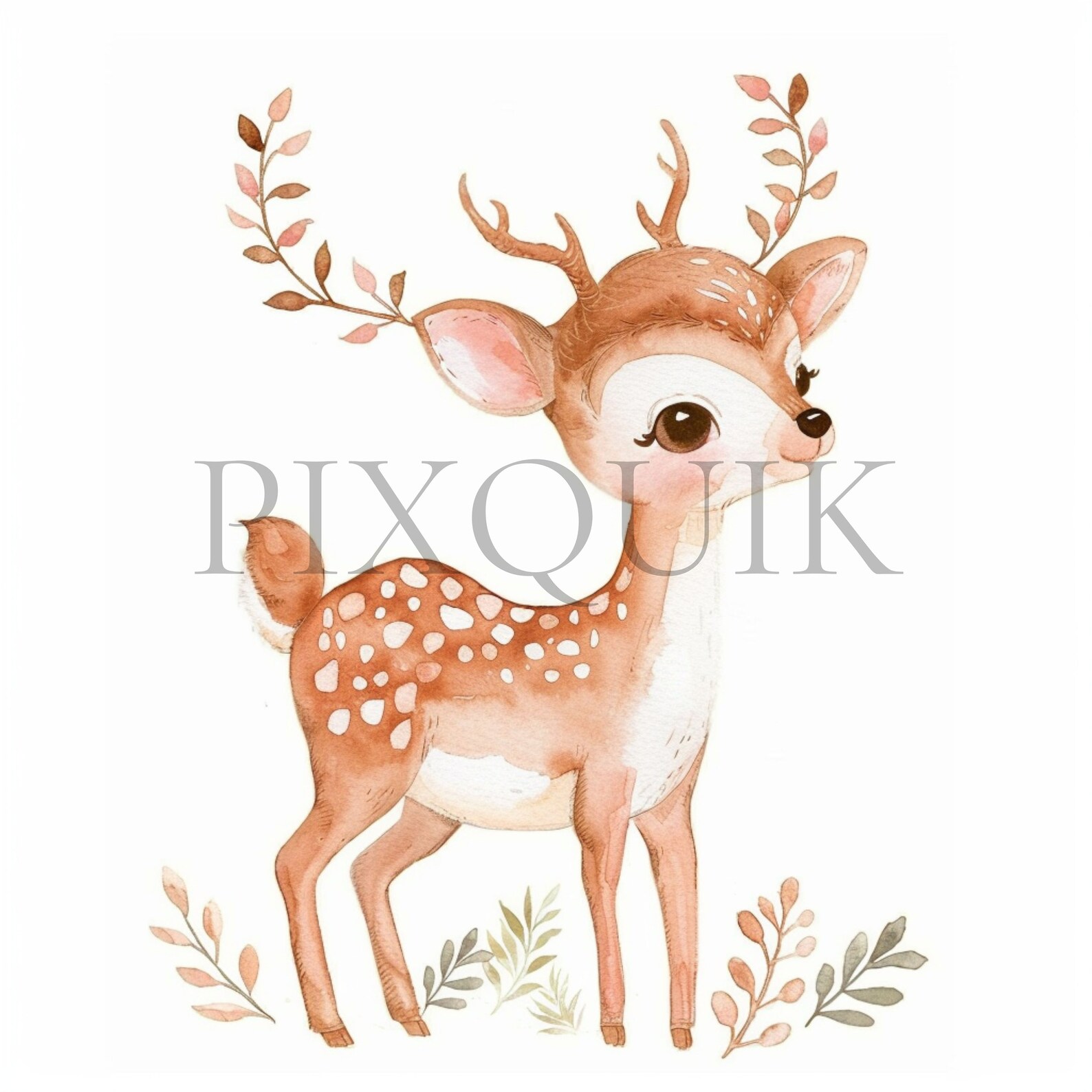 Watercolor Deer Clipart | Woodland Animal Graphics (digital Download ...