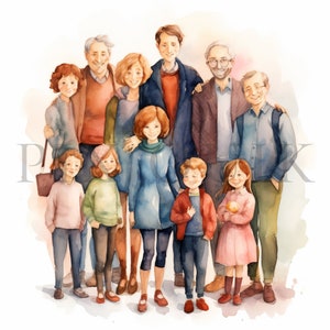 Watercolor Family Clipart - 12 High Quality Jpgs | Family Gathering ...