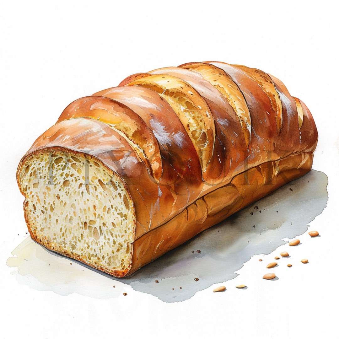 Watercolor Bread Clipart | 10 High Quality Jpgs | Instant Digital ...