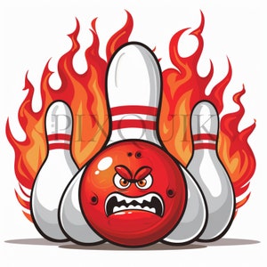 Watercolor Bowling Pin Clipart | 10 High Quality Jpgs | Fire Bowling ...