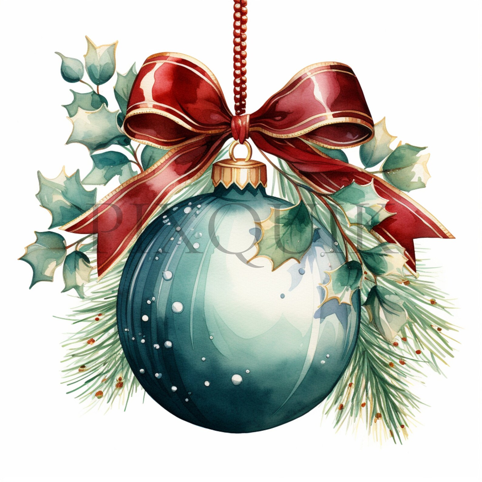 Watercolor Christmas Ornament Clipart: Holiday Balls Art (digital ...