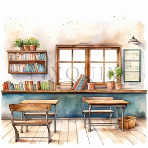 Watercolor Classroom Clipart | Back to School Decor (digital Download ...