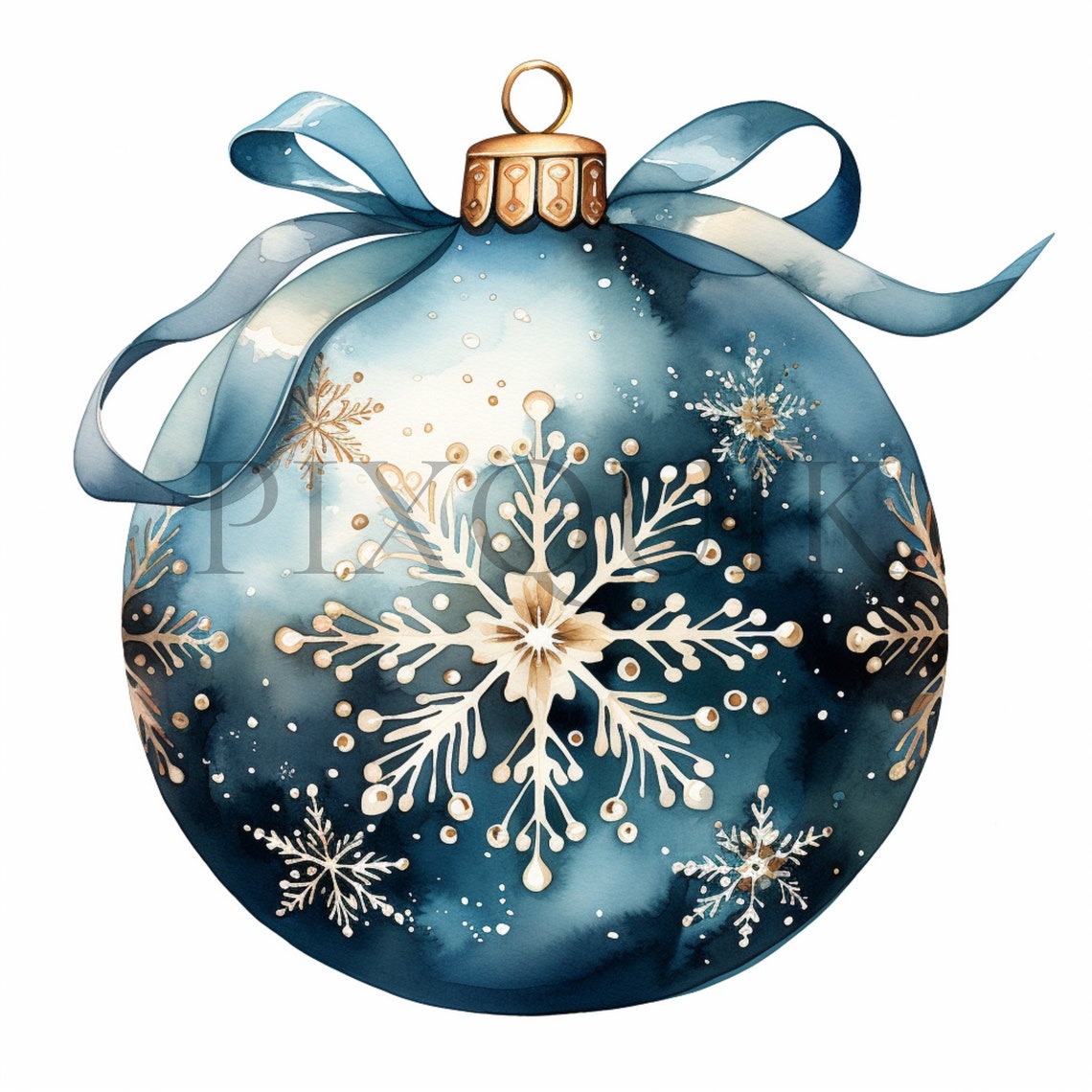 Watercolor Christmas Ornament Clipart | Holiday Ball JPG (digital ...