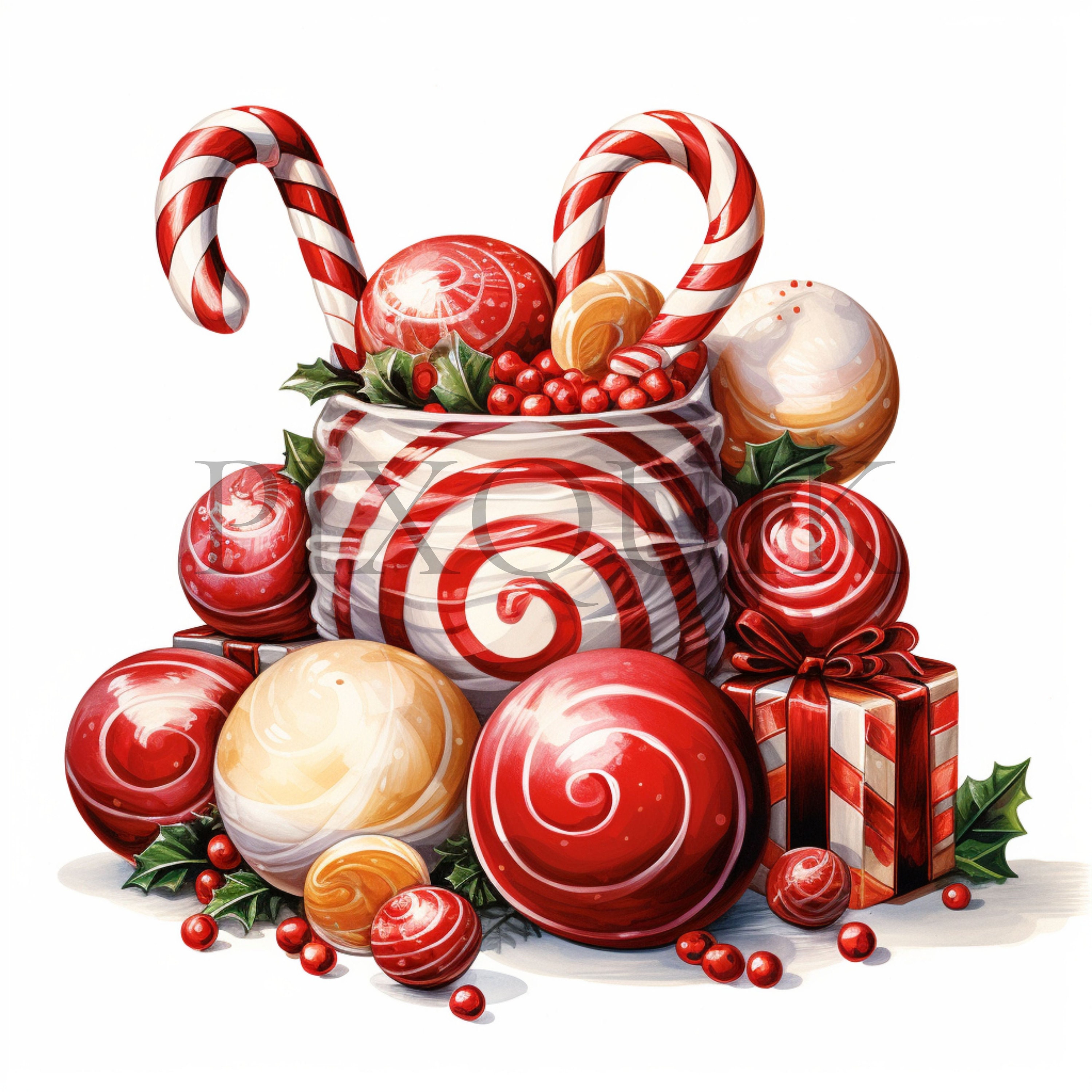 Christmas Candy Clipart | Holiday Candy Illustration (digital Download ...