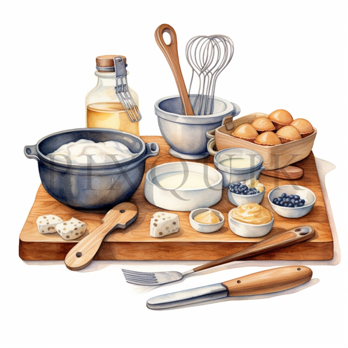 Watercolor Baking Clipart 10 High Quality Jpgs Digital Download Bakery ...