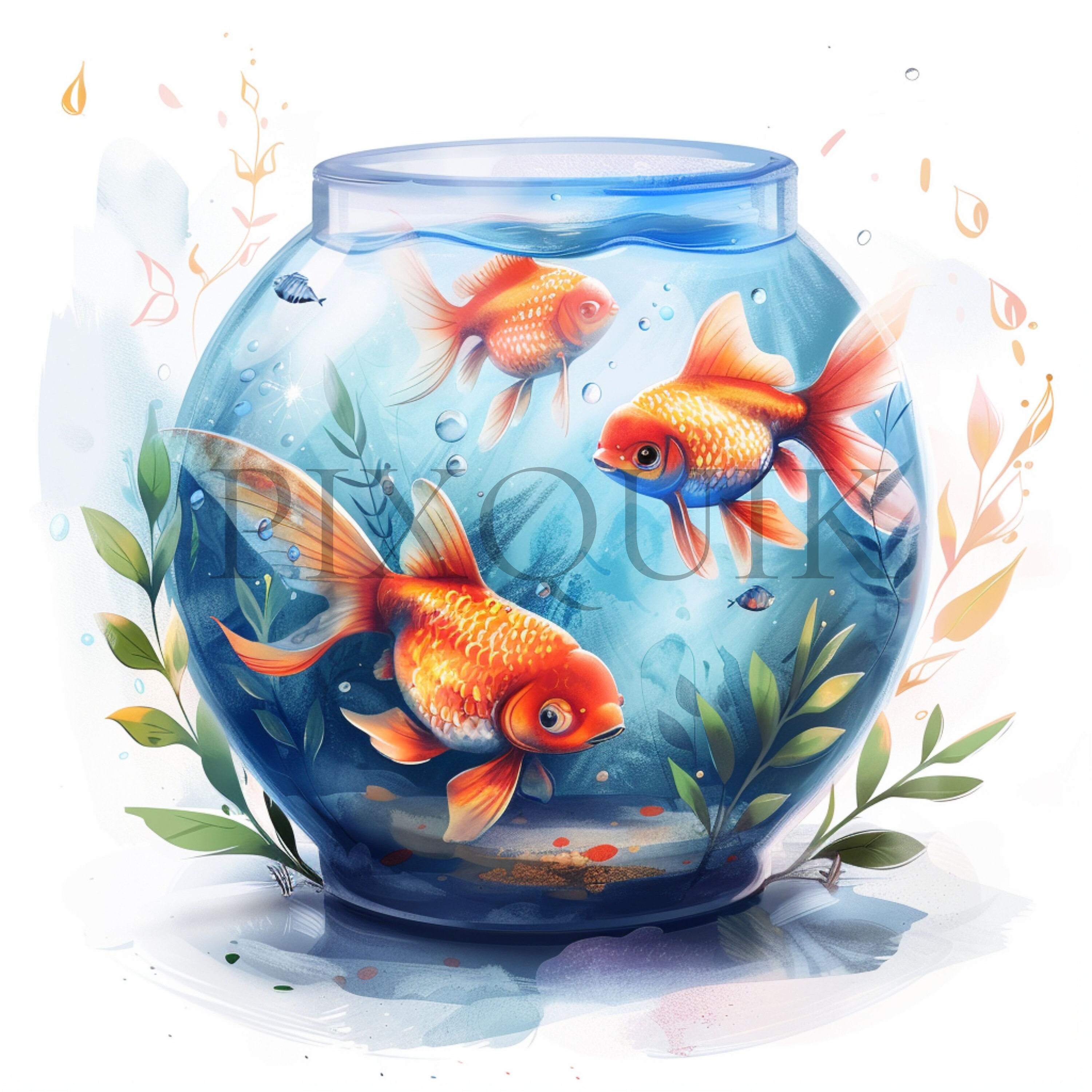 Watercolor Fish Bowl Clipart 10 High Quality Jpgs Fish Clipart Fish ...