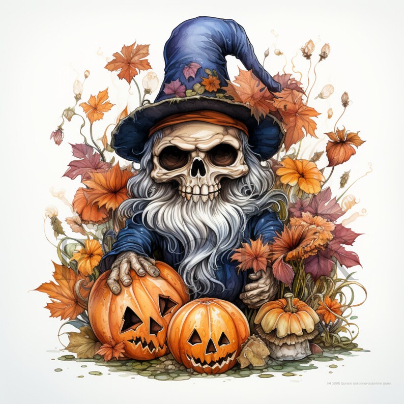 Watercolor Halloween Gnome Clipart 10 High Quality Jpgs Instant Digital ...