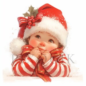 Christmas Baby Watercolor Clipart | Holiday Infant Jpgs (digital ...