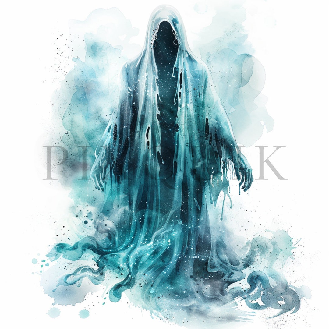 Watercolor Ghost Clipart | Scary Digital Art (JPG) - Etsy