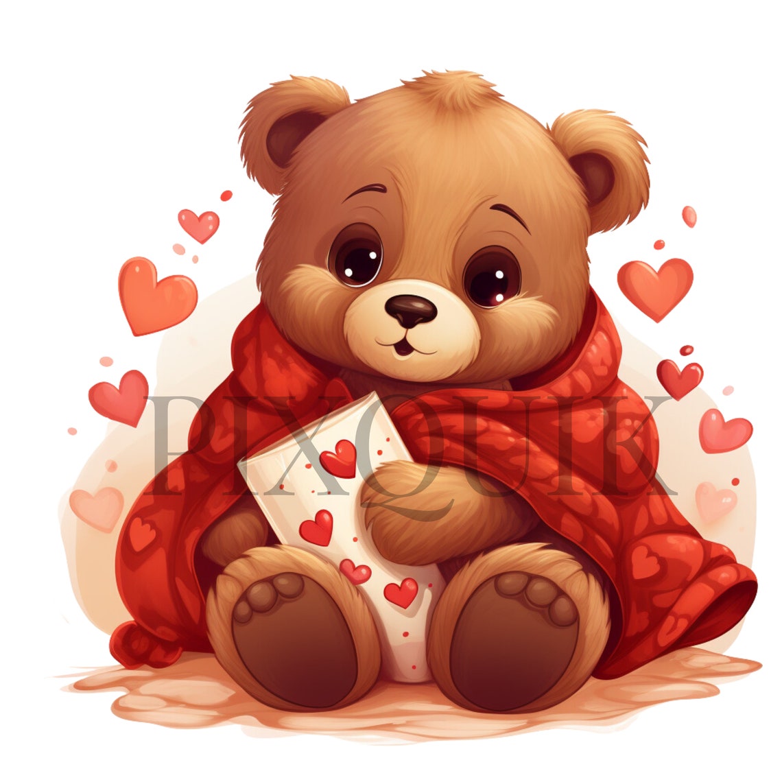Valentines Teddy Bear Clipart Cute Teddy Bear Digital Download Card ...