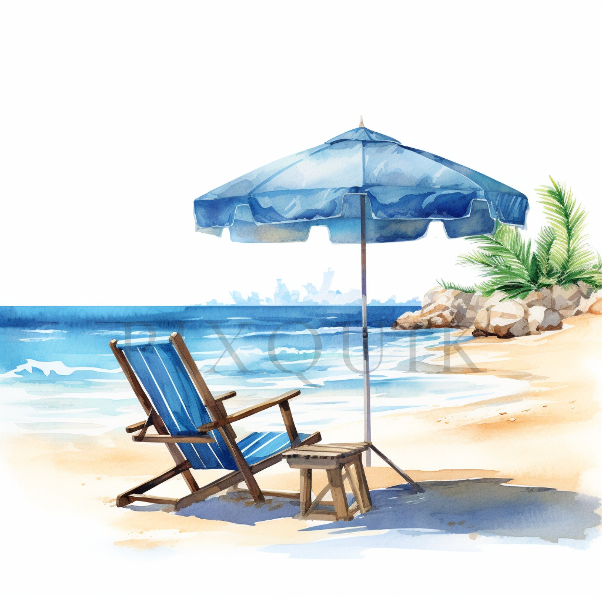 Beach Watercolor Clipart | 10 High Quality Jpgs | Digital Download ...