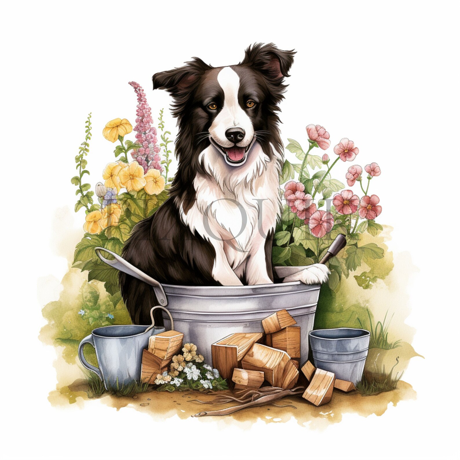 Border Collie Dog Clipart | Watercolor Style, 10 Jpgs (digital Download ...
