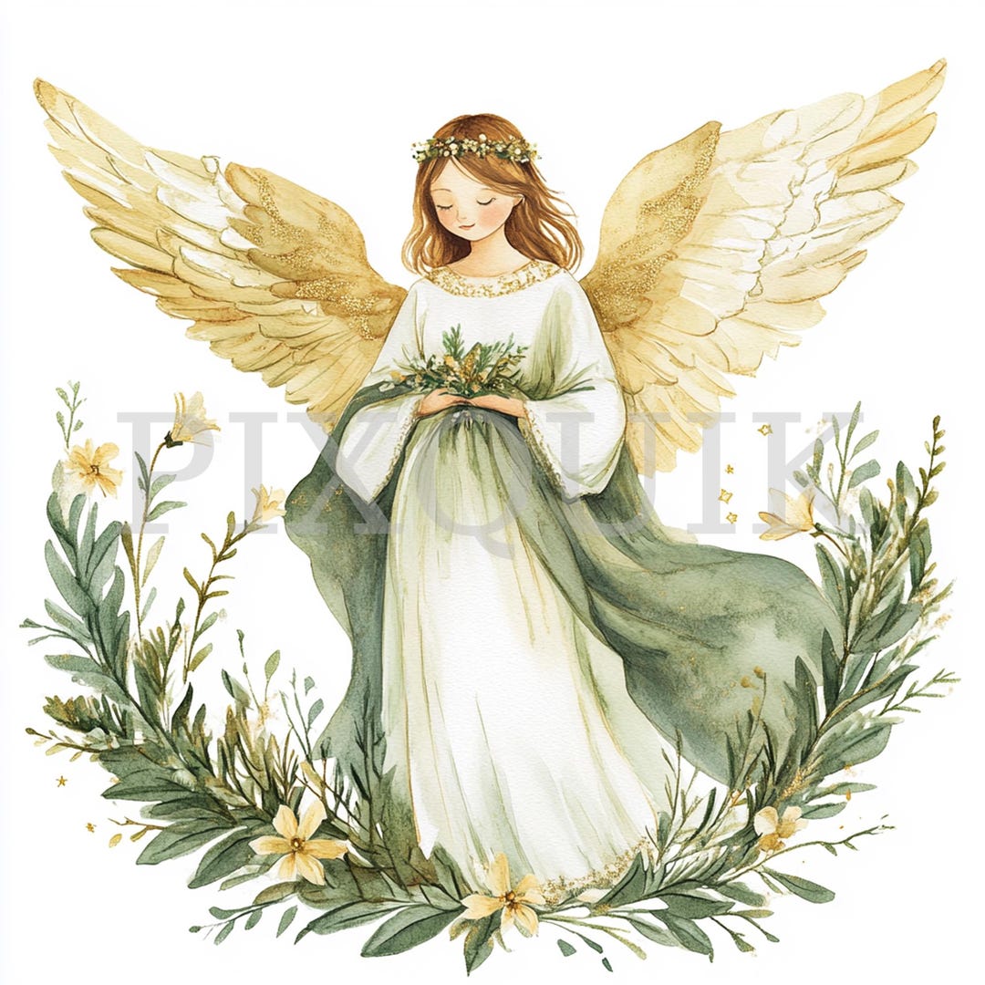Christmas Angel Clipart | 16 PNG Files | Card Making | Fastival Design ...