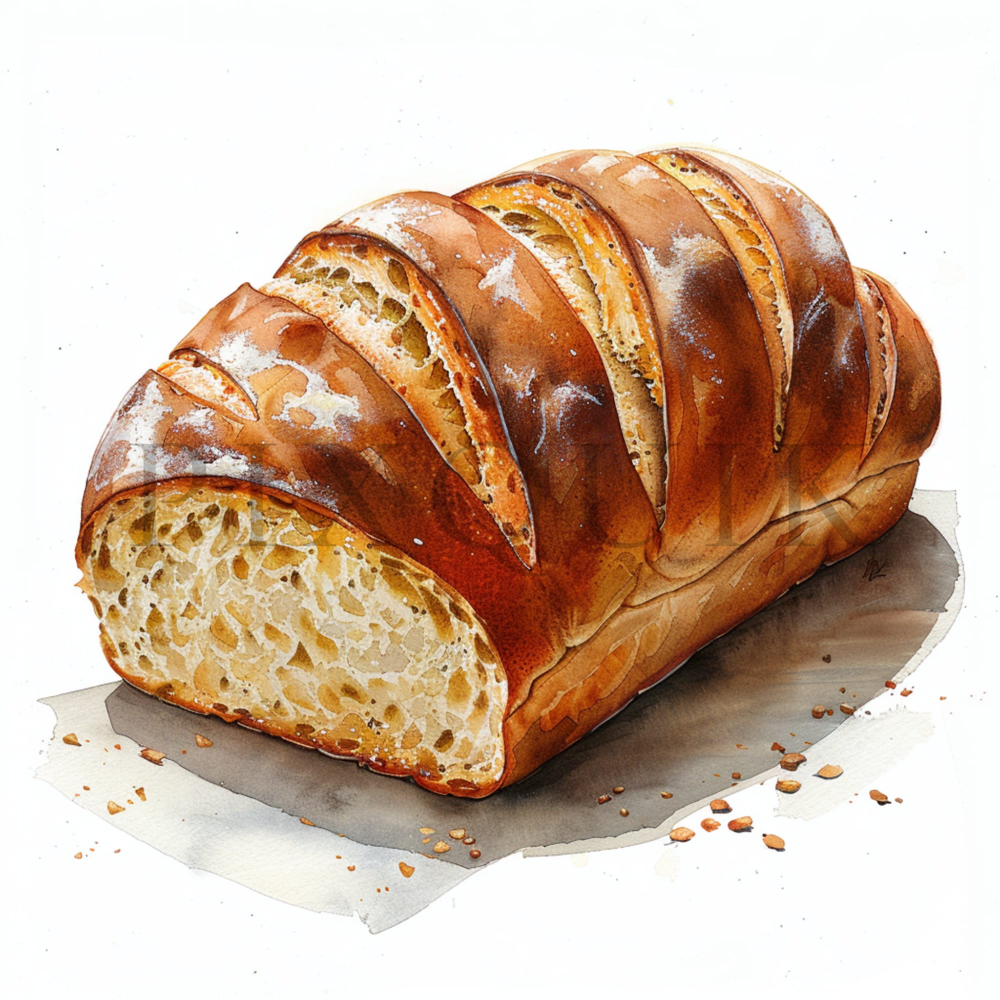 Watercolor Bread Clipart 10 High Quality Jpgs Instant Digital Download ...