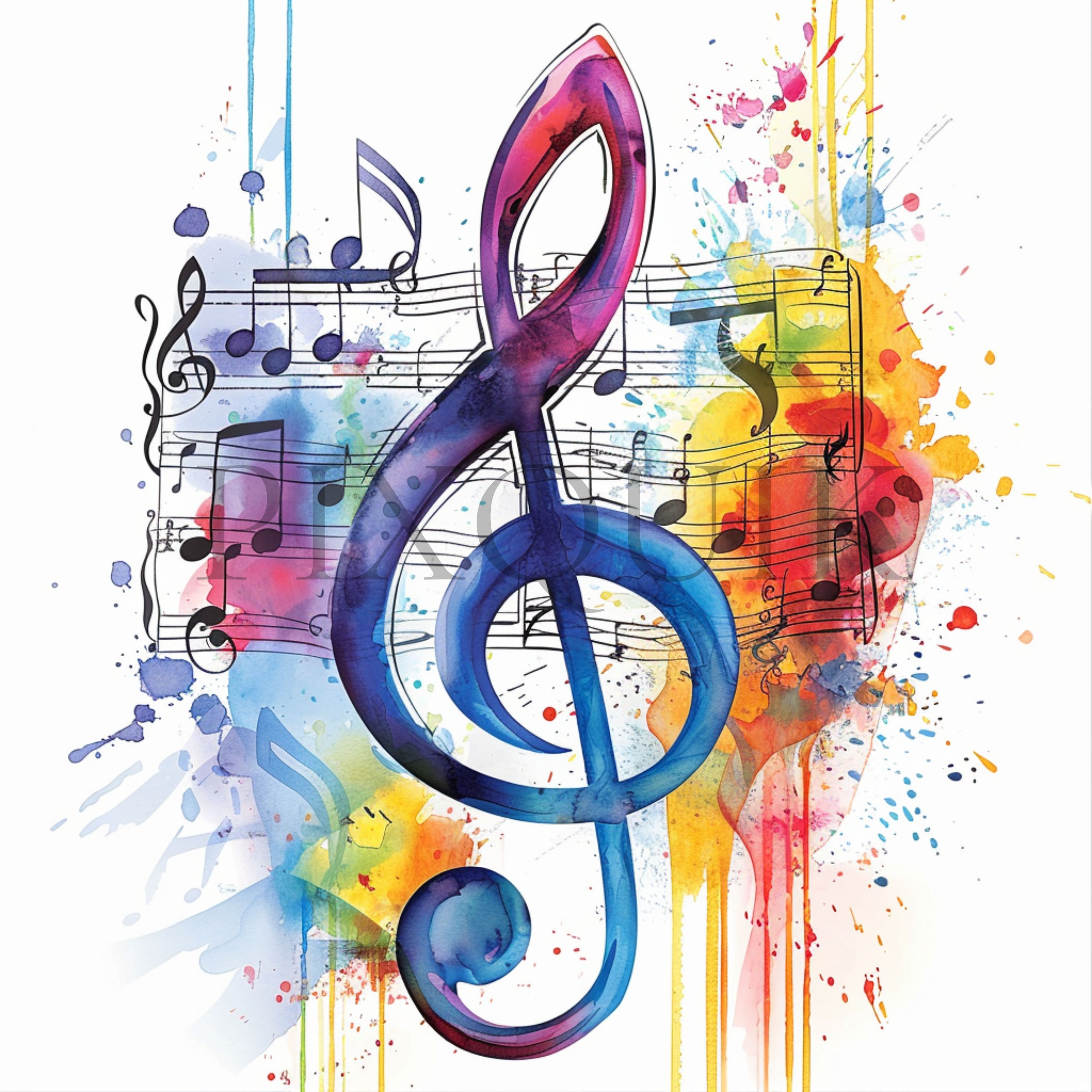 Watercolor Music Notes Clipart 10 High Quality Jpgs Digital Download ...
