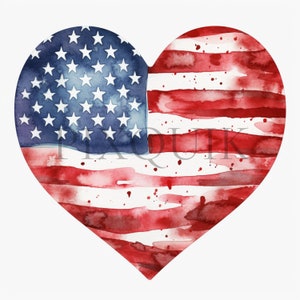 USA Flag Heart Clipart | 10 High Quality Jpg's | Digital Download ...
