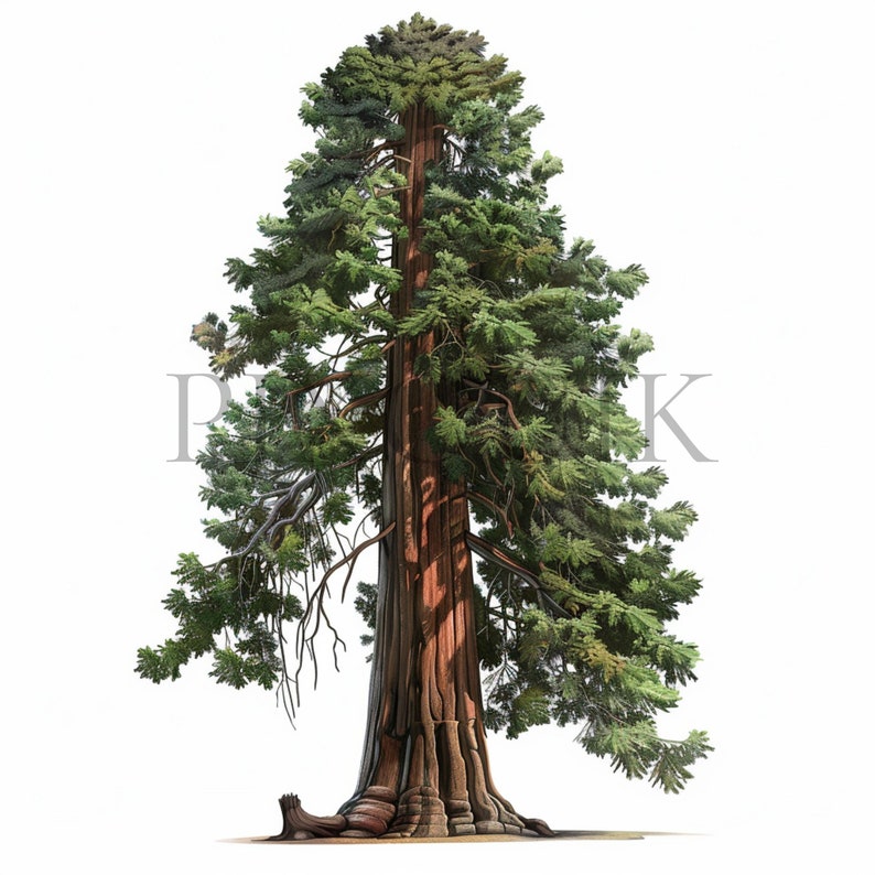 Watercolor Redwood Tree Clipart 10 High Quality Jpgs Big Tree Graphics ...