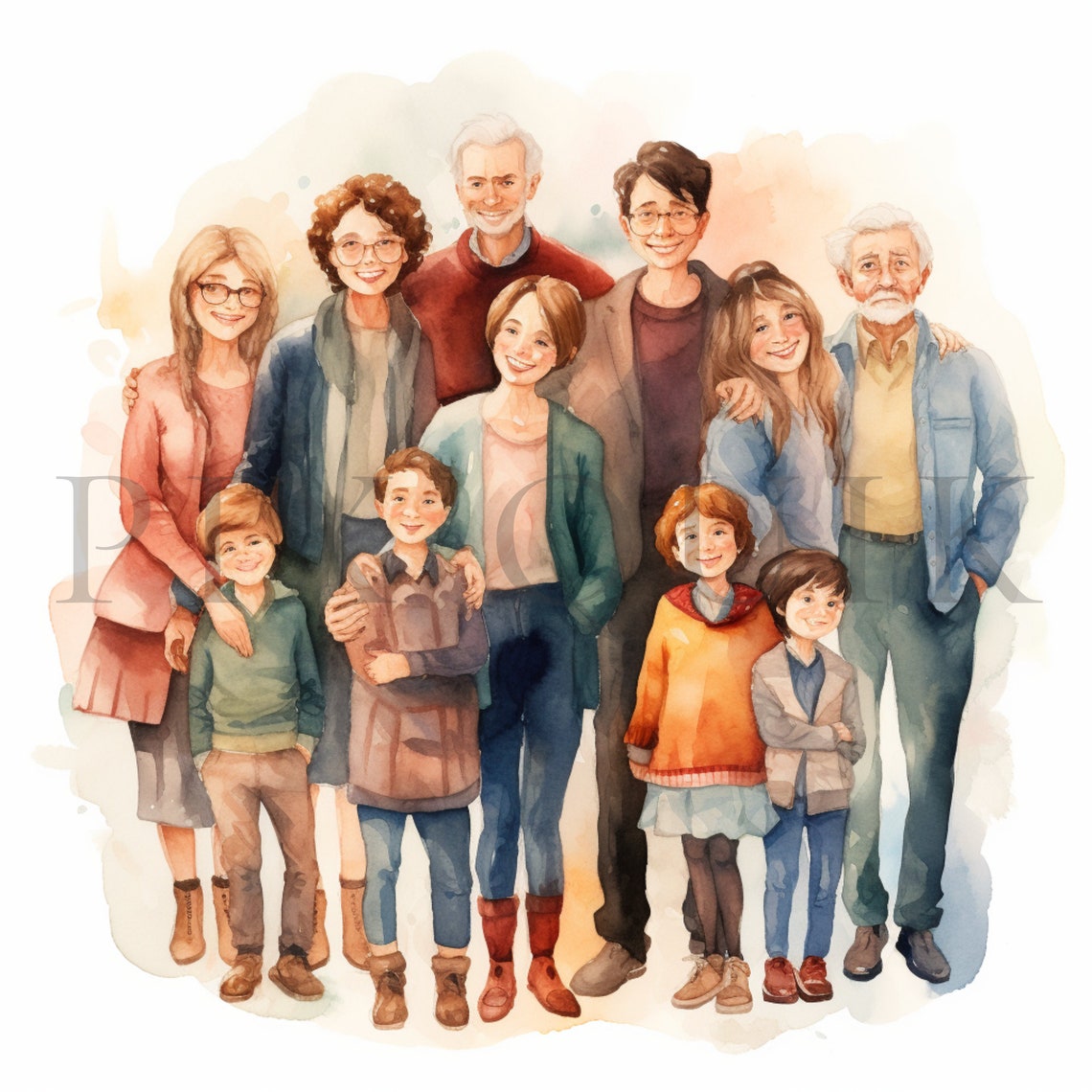 Watercolor Family Clipart 12 High Quality Jpgs Family Gathering Clipart ...