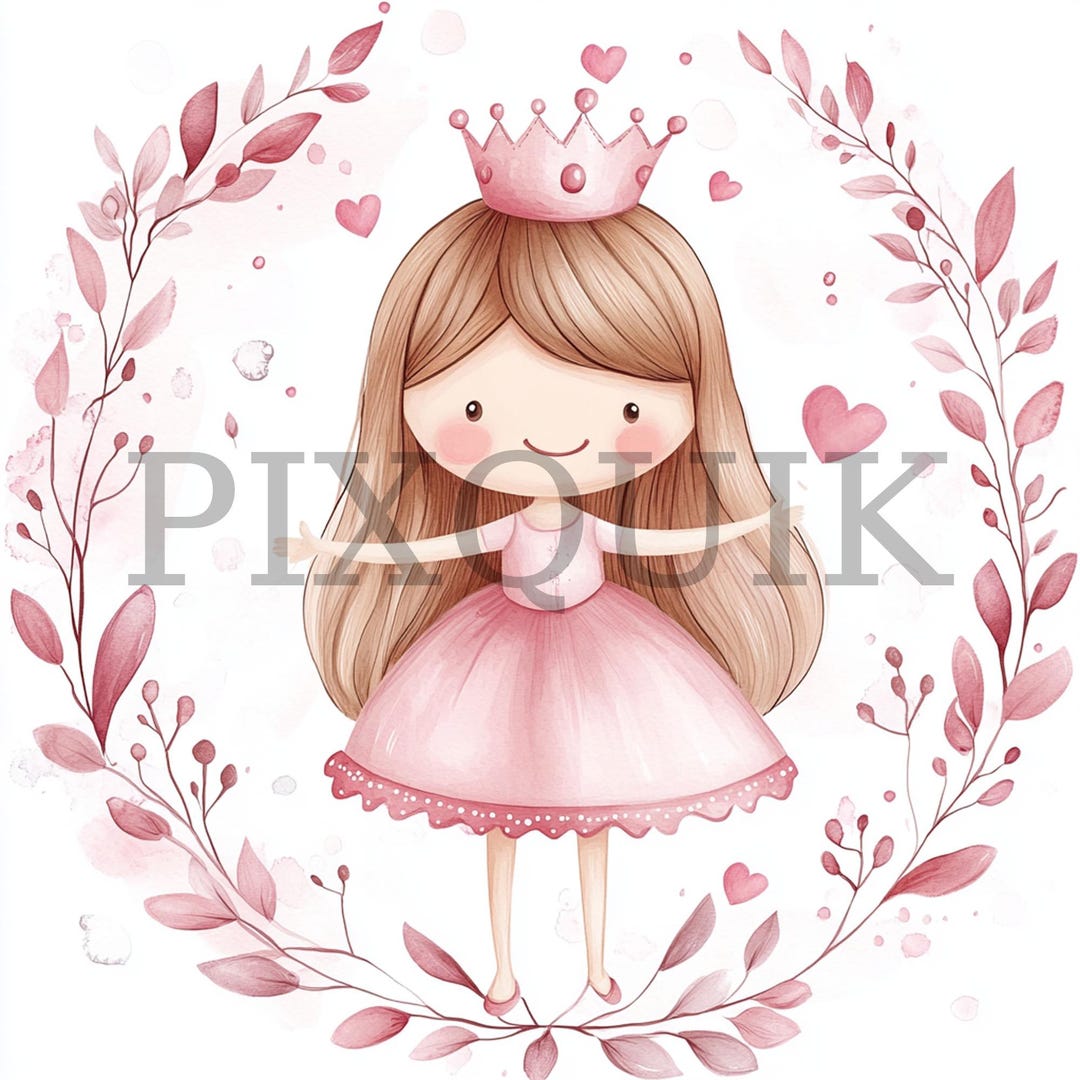 Princess Clipart With Light Pink Outfit | 10 JPG Files | Card Making ...