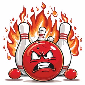 Watercolor Bowling Pin Clipart | 10 High Quality Jpgs | Fire Bowling ...