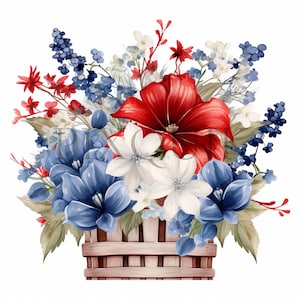 4th of July Floral Clipart | 10 High Quality Jpg's | Digital Download ...