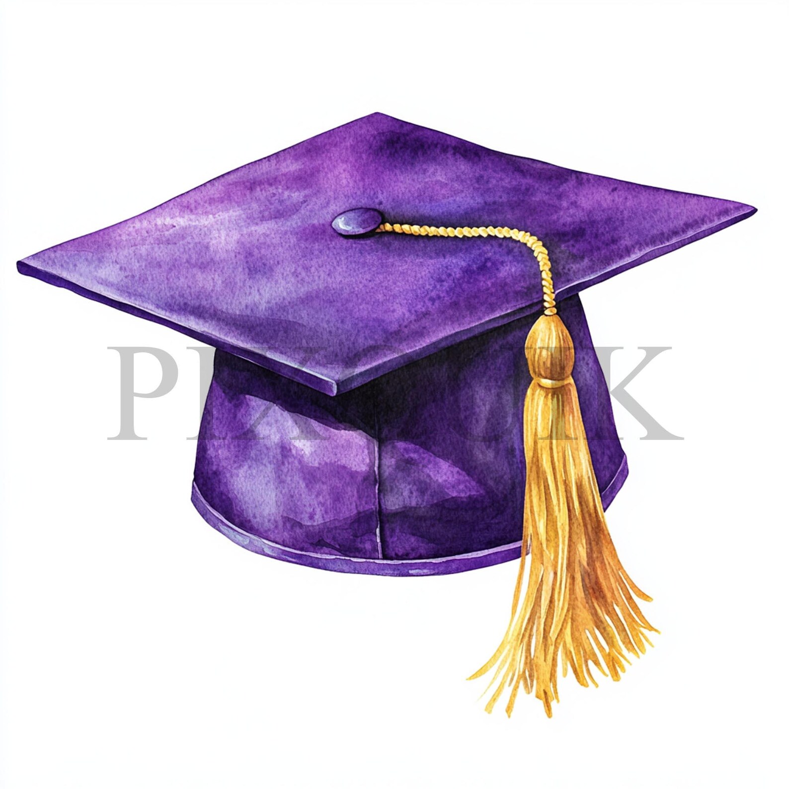 Purple Graduation Cap Clipart: Watercolor Art (10 JPG Files) - Etsy
