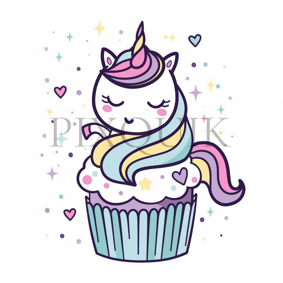 Unicorn Cupcake Clipart | 10 High Quality Jpgs | Rainbow Cakes Clipart ...