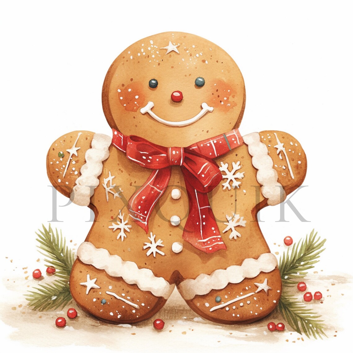 Gingerbread Man Christmas Clipart | Holiday Cookie Jpgs (digital ...