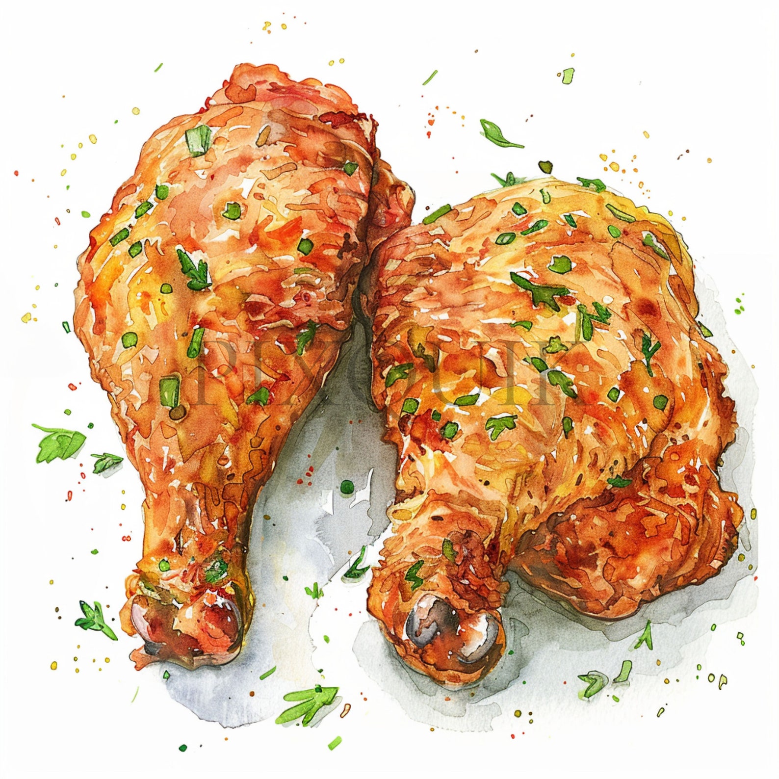 Watercolor Fried Chicken Clipart | Food Graphics (JPG) - Etsy