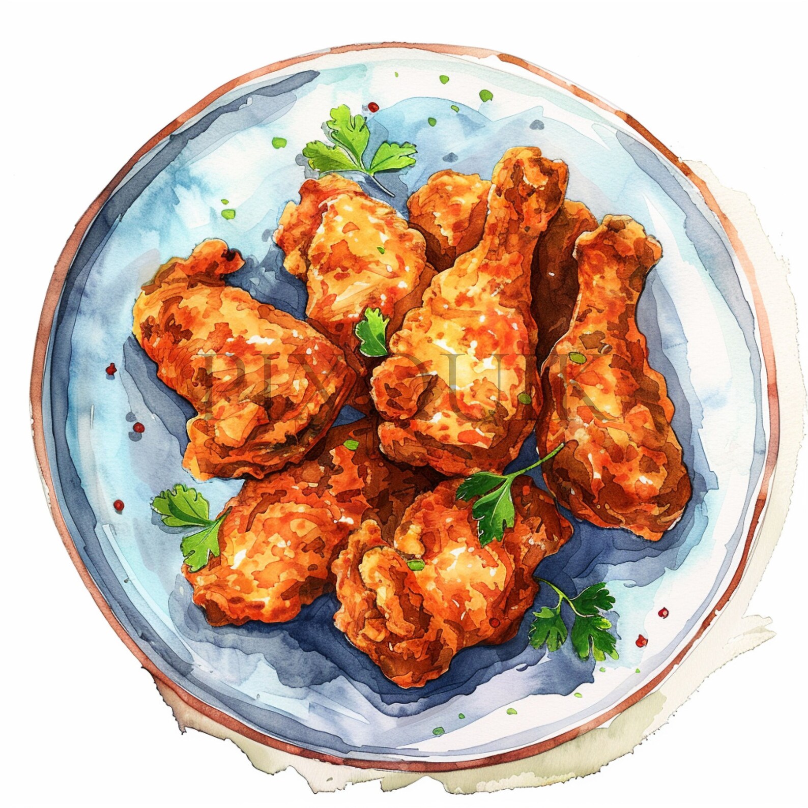 Watercolor Fried Chicken Clipart 10 High Quality Jpgs Fried Chicken ...