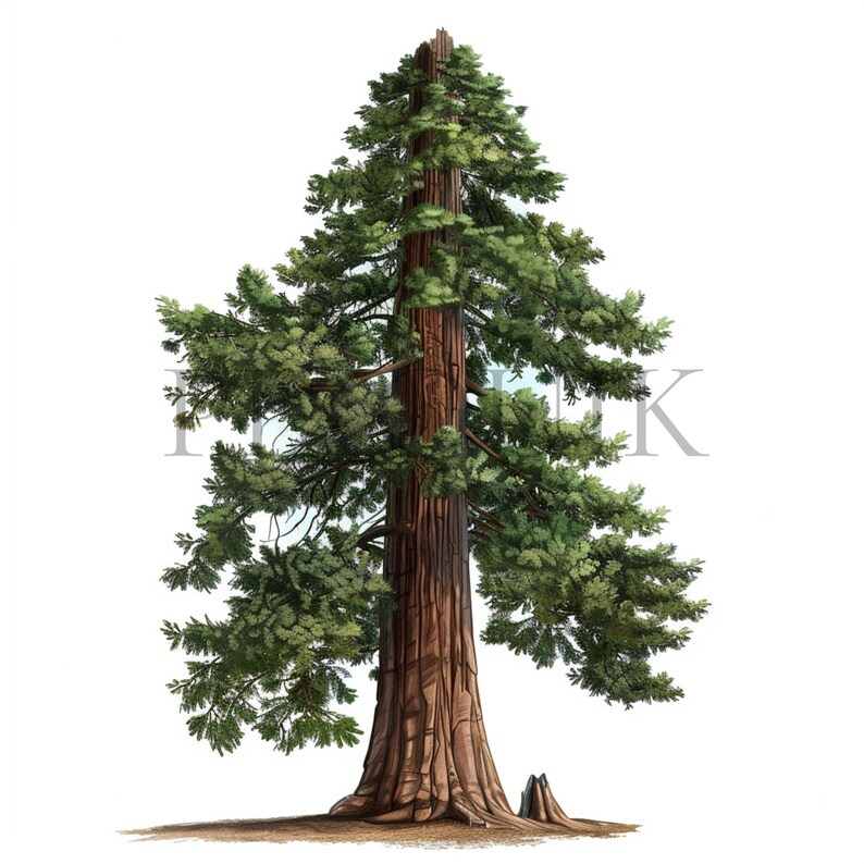 Watercolor Redwood Tree Clipart 10 High Quality Jpgs Big Tree Graphics ...
