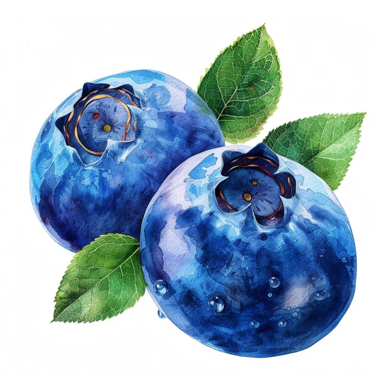 Watercolor Blueberries Clipart 10 High Quality Jpgs Digital Download ...