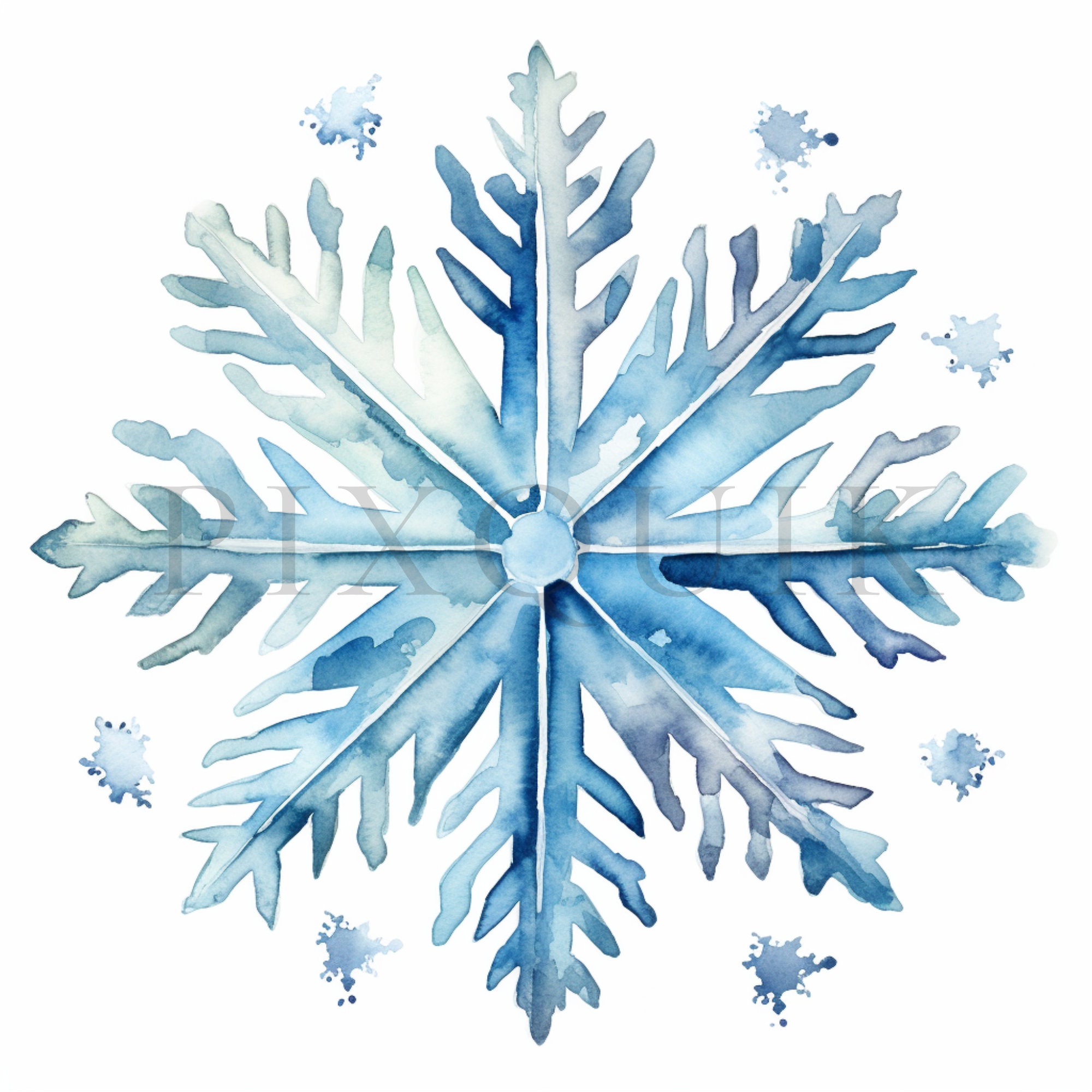 Watercolor Snowflake Clipart 10 High Quality Jpgs Winter Clipart Snow ...