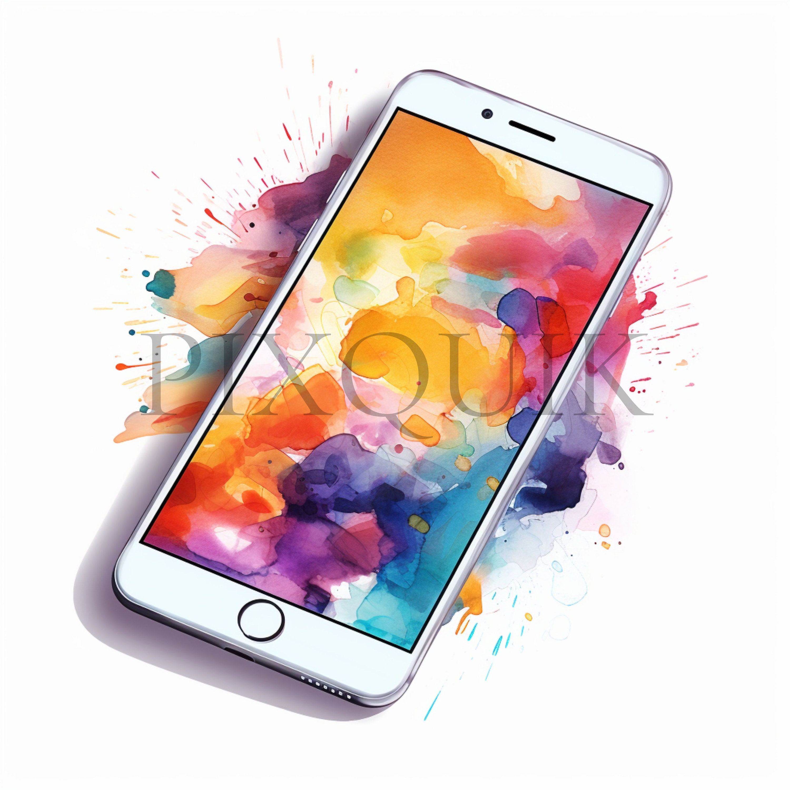 Watercolor Smartphone Clipart Set | Colorful Mobile Phone Art (digital ...