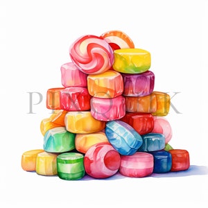 Rainbow Candy Clipart | 10 High Quality Jpgs | Digital Download | Card ...