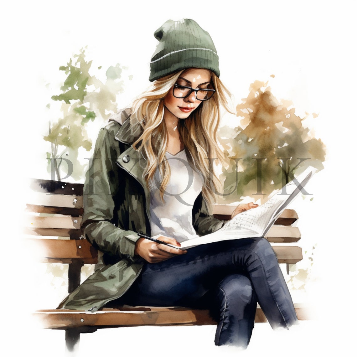 Girl Reading Clipart 10 High Quality Jpgs Digital Download Reading ...