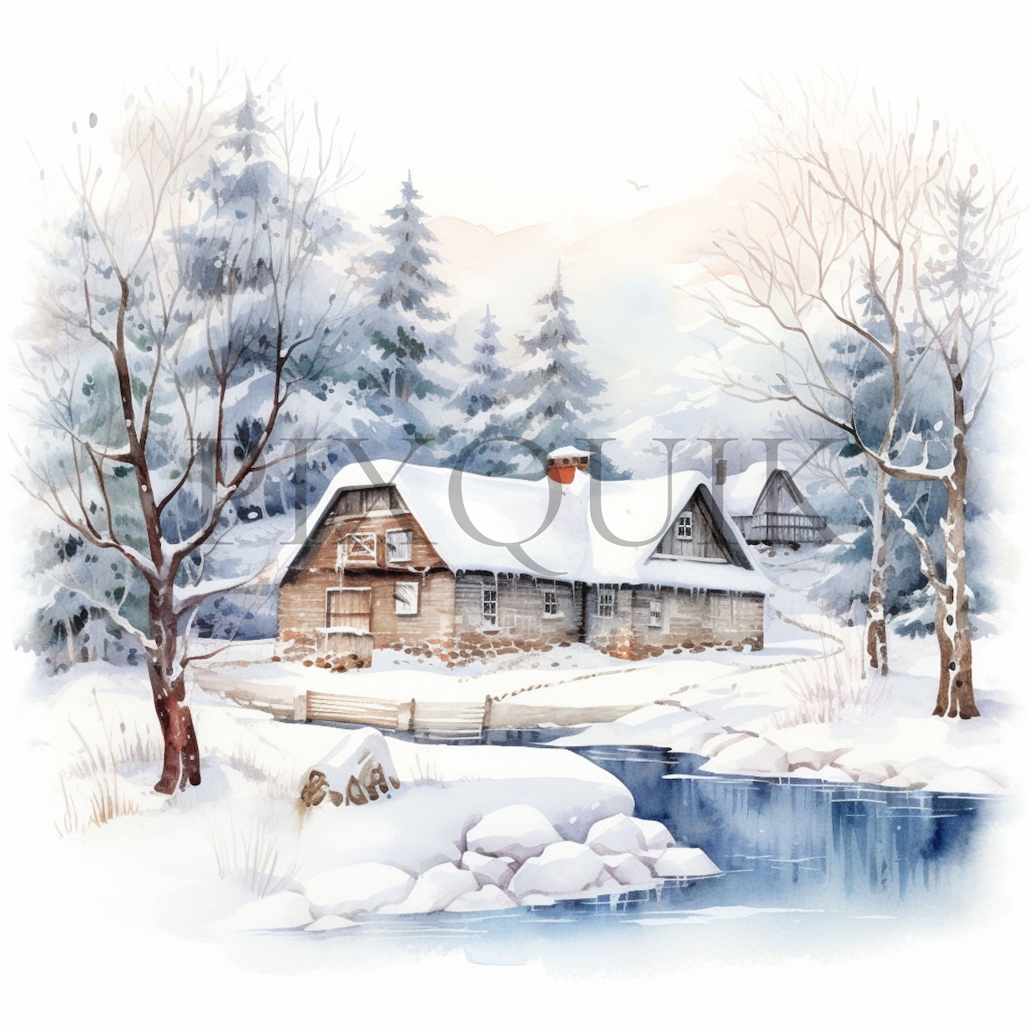 Watercolor Winter Clipart 10 High-quality Jpgs Digital Download Winter ...